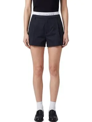 Alexander Wang Cotton-blend Shorts With Logo Elastic Waistband - Black