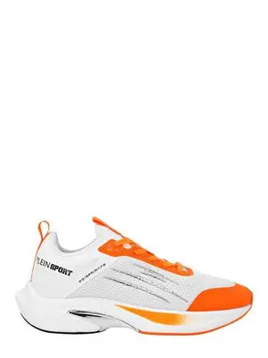 PLEIN SPORT Two-tone Mesh Sneakers With Printed Logo - White