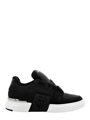 Philipp Plein Super Street Leather Sneakers With Rubber Hexagon Logo - Black