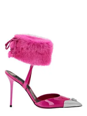 Philipp Plein Patent Leather Slingback Pumps With Skull Embellishment And Stiletto Heel - Fuchsia