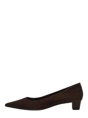 AeydĒ Judi Pointed-toe Suede Block Heel Pumps - Brown