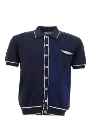 BOB Brett Contrast-trim Shirt - Blue