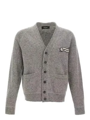 Dsquared2 Logo Patch V-neck Cardigan - Grey