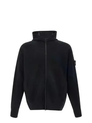 Stone Island Zip-up Hoodie - Black