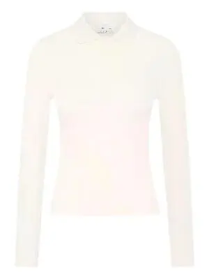 The Upside Cruz Ribbed-knit Long Sleeve Polo Shirt - Neutrals