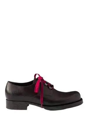 Prada Antiqued-leather Lace-up Shoes - Brown