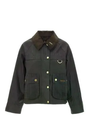Barbour Spey Waxed Jacket With Tartan Collar - Brown