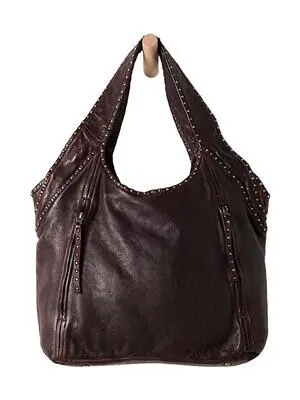 Free People Sawyer Studded Leather Tote Bag - Espresso