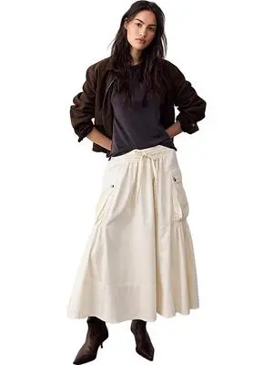 Free People We The Free Trailblazer Cargo Midi Skirt - Ivory