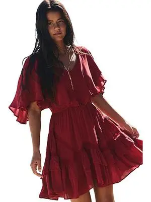 Free People Gabriella Mini Dress - Wild Garnets