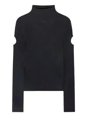 Off-White Cupro Rib Meteor Long Sleeve Top - Black