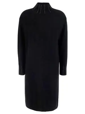 Fabiana Filippi High-neck Beaded Knit Dress - Black