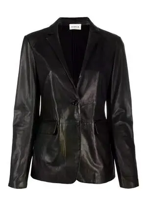 P.a.r.o.s.h Single-breasted Leather Blazer - Black