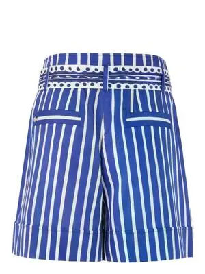 MARCCAIN Striped Belted Shorts - Blue