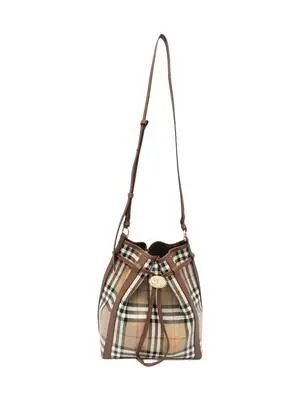 Burberry Small Vintage Check Drawstring Bucket Bag - Neutrals