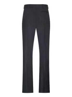 Saint Laurent Striped Herringbone Wool Tapered Pants - Grey