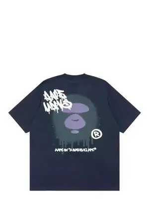 AAPE BY *A BATHING APE Aapeunvs Moonface-print T-shirt - Blue