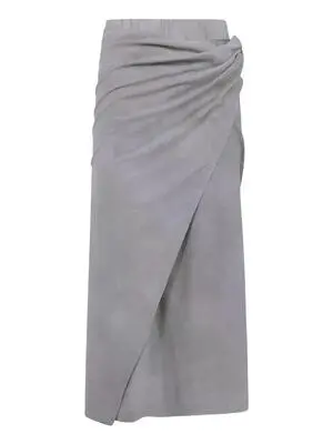 ZIGGY CHEN Draped Wrap Midi Skirt - Grey