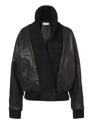 Magda Butrym Ribbed-knit Leather Jacket - Black