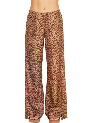 The Upside Javan Juliet Leopard Print Wide Leg Trousers - Brown