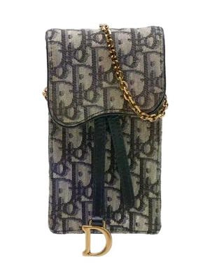 Dior Oblique Canvas Saddle Phone Holder Crossbody Bag - Blue