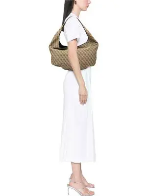 Bottega Veneta 20th Century Bv Monogram Canvas Campana Hobo Bag - Neutrals