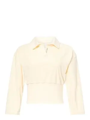 RU & ROCKA Towelling Polo Top - Cream