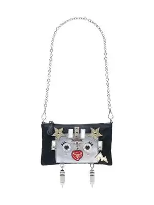Prada 2013-2026 Tessuto Saffiano Robot Chain Shoulder Bag - Black