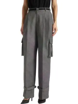 Manière De Voir Tailored Wide-leg Pleated Cargo Pants - Grey