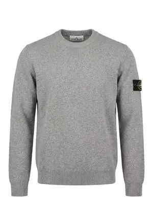 Stone Island Logo-patch Wool Sweater - Grey