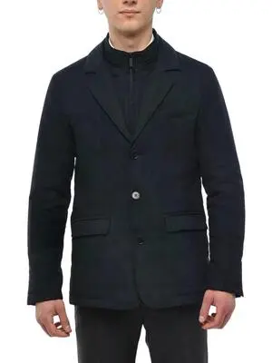 Corneliani Quilted Jacket With Notched Lapels - Blue