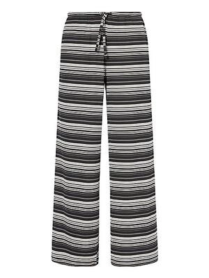 THE COUTURE CLUB Striped Wide-leg Jersey Jogging Bottoms - Black