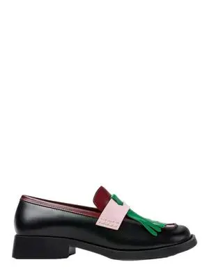 Camper Twins Fringed Leather Loafers - Black