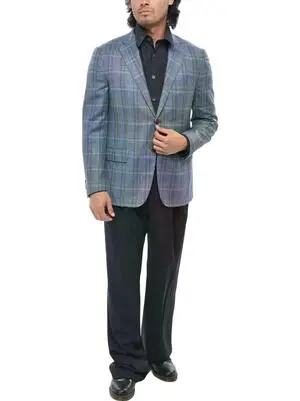 Corneliani Checked Single-breasted Blazer - Blue