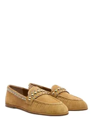 STUART WEITZMAN Perry Stud-embellished Loafers - Brown