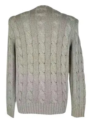 Ralph Lauren Silk Cable-knit Button-detail Sweater - Grey