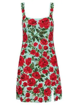 LA FUORI Crimson Rose Sequinned Mini Dress - Blue