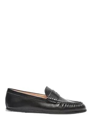 STUART WEITZMAN Spencer Ruched Leather Loafers - Black
