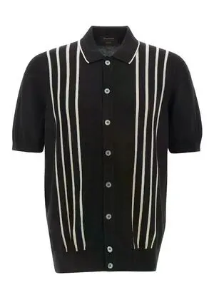GRAN SASSO Striped-intarsia Knitted Shirt - Black
