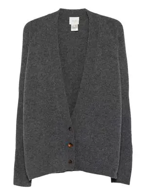 ALYSI Ribbed V-neck Cardigan - Grey