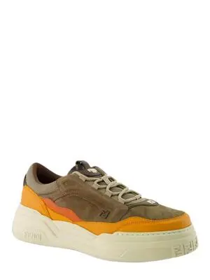 Fendi Force Ff-logo Sneakers - Brown