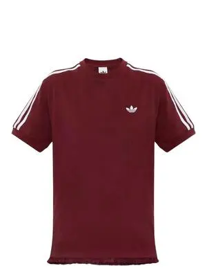 Adidas Ruffle-trim Logo-embroidered T-shirt - Red