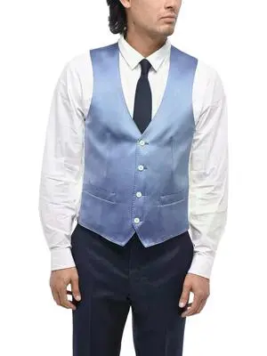 Corneliani Cerimonia Academia Satin-finish Silk Waistcoat - Blue