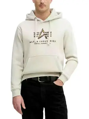 Alpha Industries Logo-print Drawstring Hoodie - Neutrals