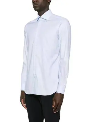 BARBA NAPOLI Spread-collar Long-sleeve Shirt - Blue