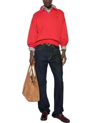Polo Ralph Lauren Quarter-zip Logo-embroidered Polo Sweater - Red