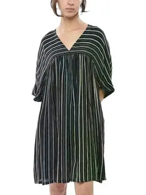 Woolrich Striped V-neck Dress - Black