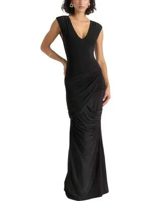 Manière De Voir Maniere De Voir Ruched Maxi Dress - Black