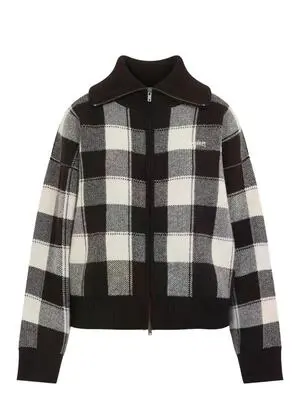 GOLDEN GOOSE Check-pattern Zip-up Cardigan - Brown