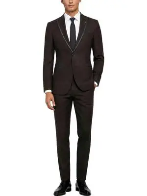 LUIGI BIANCHI MANTOVA Contrast-trim Notch-lapel Suit - Brown
